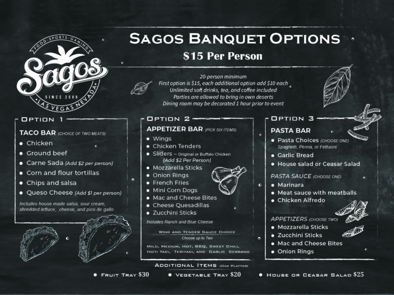 Banquet Menu | Sagos Tavern